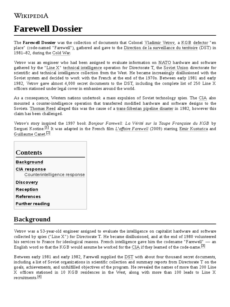Farewell - Dossier Espia Sovietico Vladimir Petrov | PDF | Intelligence ...