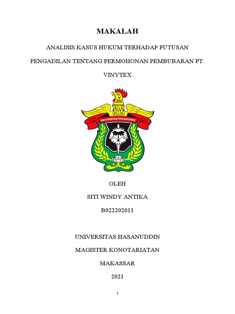 Analisis Pembubaran PT. Vinytex | PDF