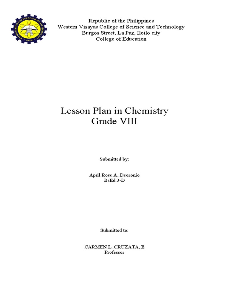Lesson Plan in Chemistry Grade VIII | PDF | Carbohydrates | Polysaccharide