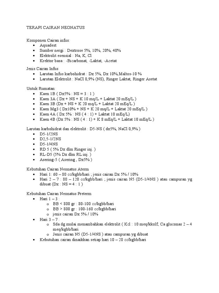 Terapi Cairan Neonatus | PDF