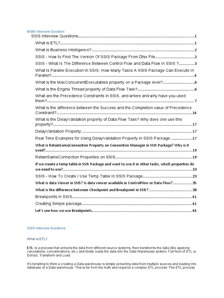 MSBI Interview Question | PDF | Parallel Computing | Microsoft Sql Server