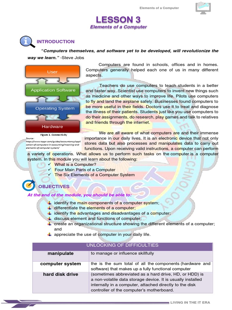 The Four Main Parts And Six Elements Of A Computer System Pdf Input