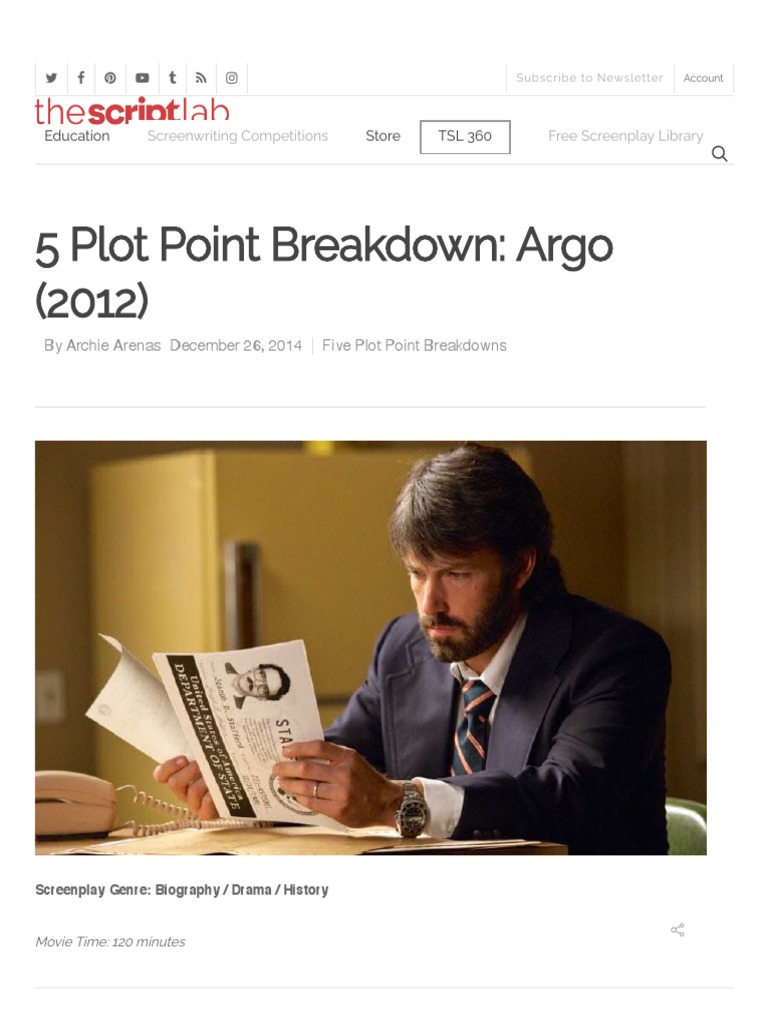 5 Plot Point Breakdown - Argo (2012) - The Script Lab | PDF | Screenwriter | Screenplay