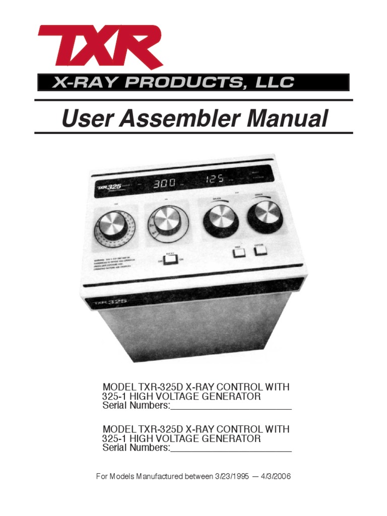 TXR-325D X-Ray Control Manual | PDF | Technology & Engineering