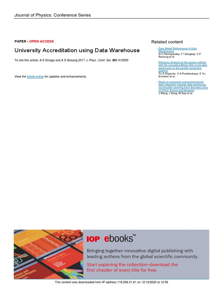 University Accreditation Using Data Warehouse | PDF | Data Warehouse | Data