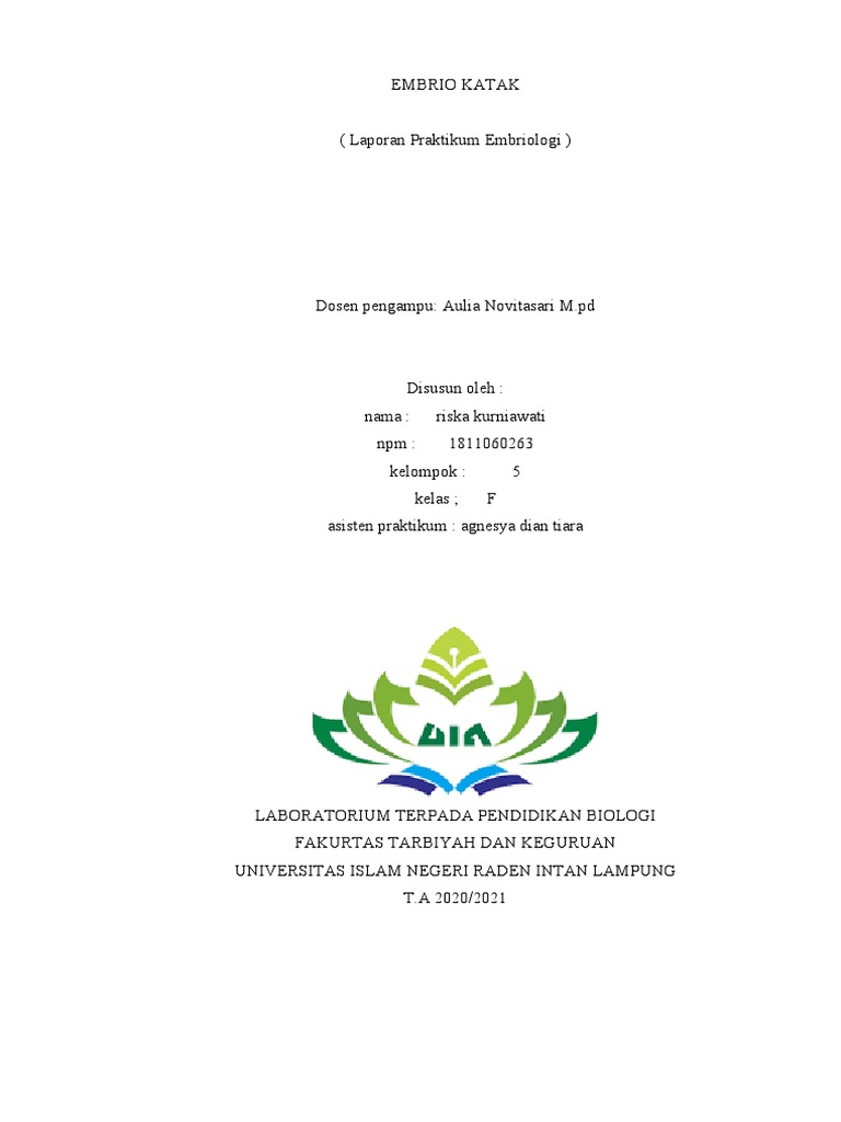 Laporan Praktikum EMBRIO KATAK | PDF
