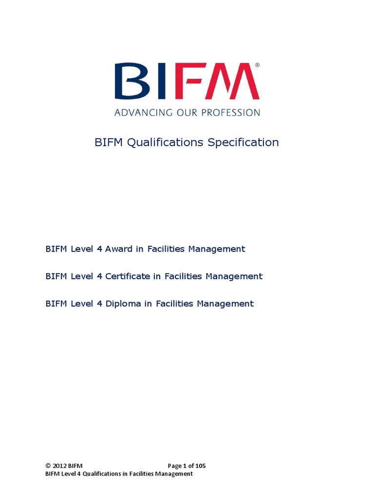 BIFM Level 4 Qualifications Specification | PDF | Educational ...