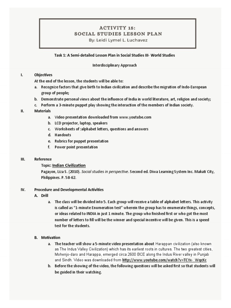 Lesson Plan Social Studies | PDF | Lesson Plan | Teachers
