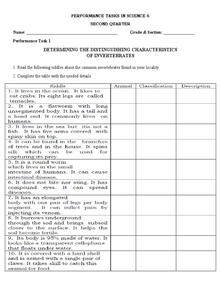 Performance Tasks 1 2 in SCIENCE 6 | PDF | Teaching Methods & Materials ...
