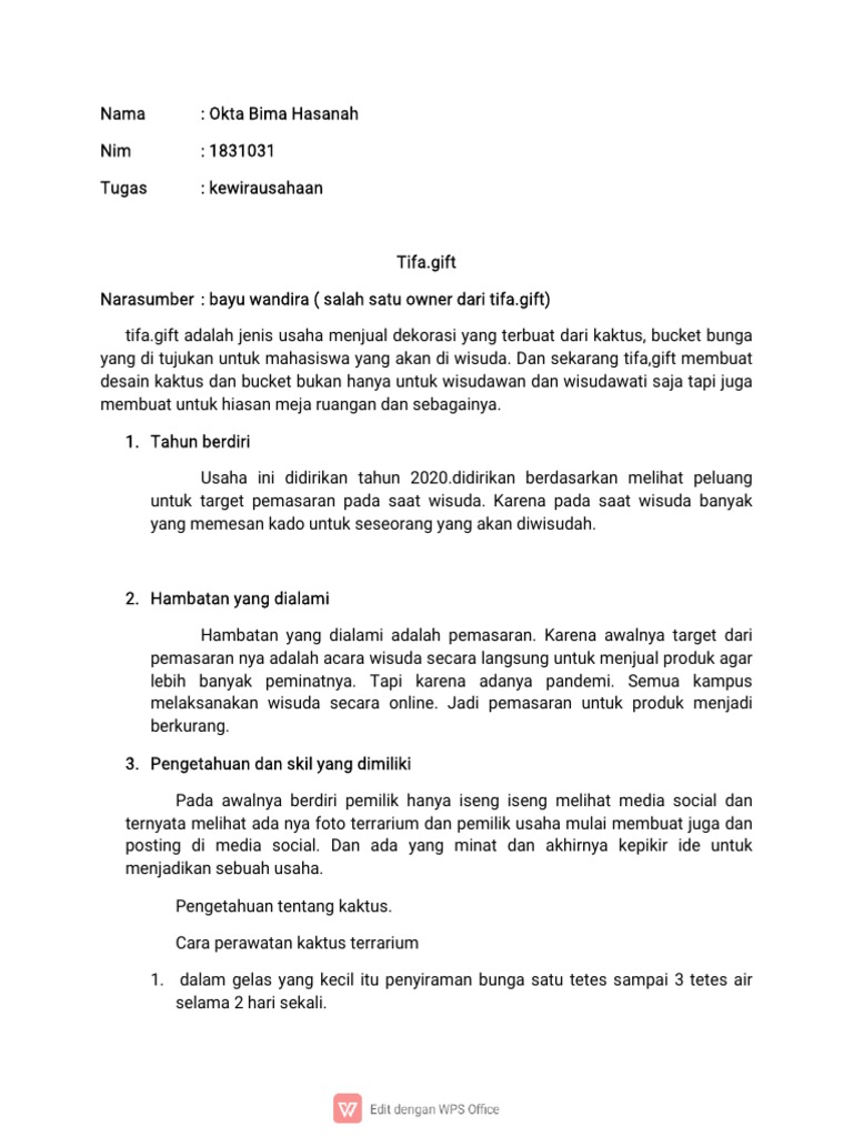 KWU - TW - Okta Bima Hasanah | PDF