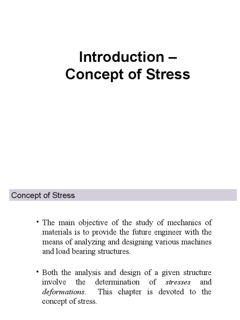 Introduction - Concept of Stress | PDF | Stress (Mechanics) | Force