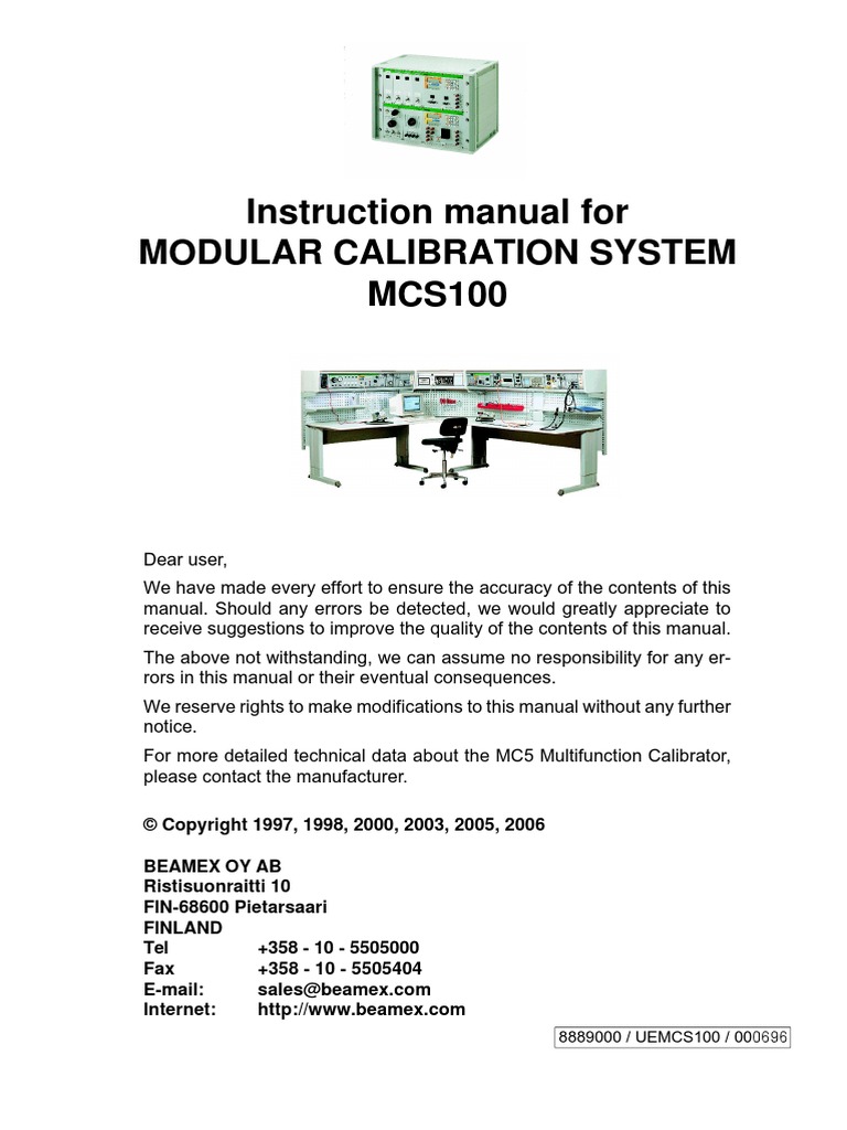 Instruction Manual For Modular Calibration System MCS100 | PDF | Screw ...