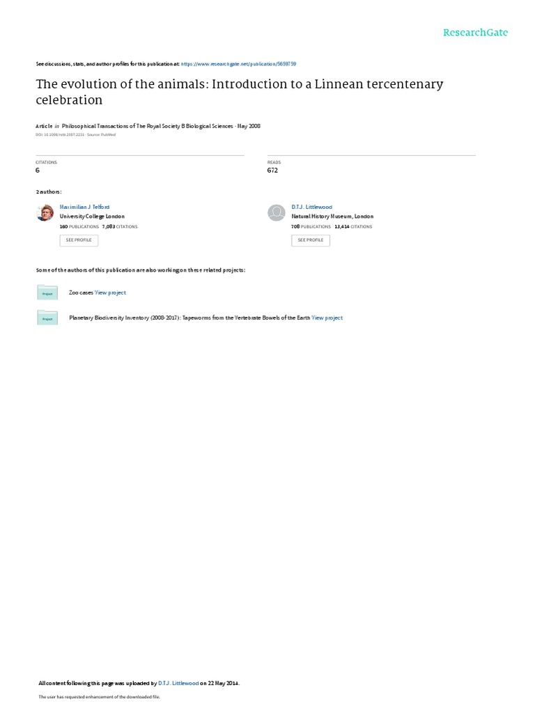 The Evolution of The Animals Introduction To A Lin | PDF | Molecular ...