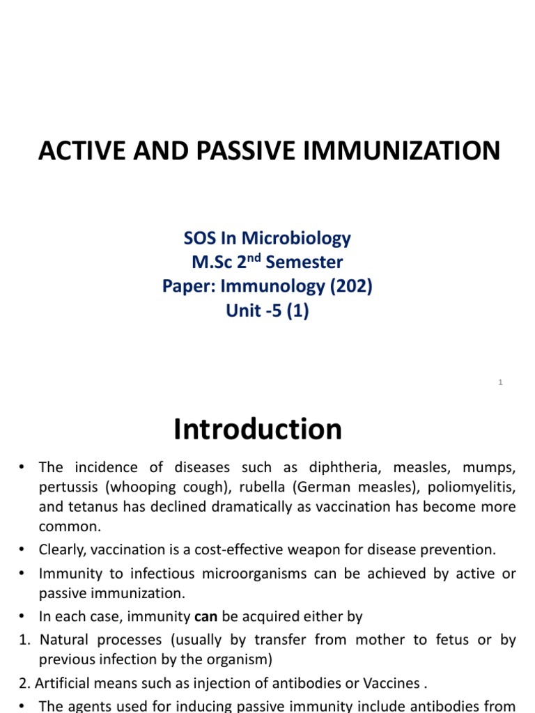 Active vs Passive Immunization Explained | PDF | Immunity (Medical ...