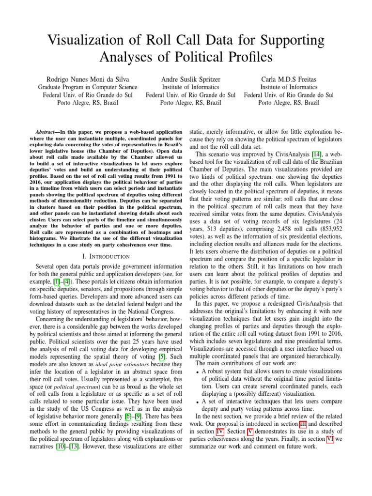 Visualization of Roll Call Data For Supporting Analyses of Political ...