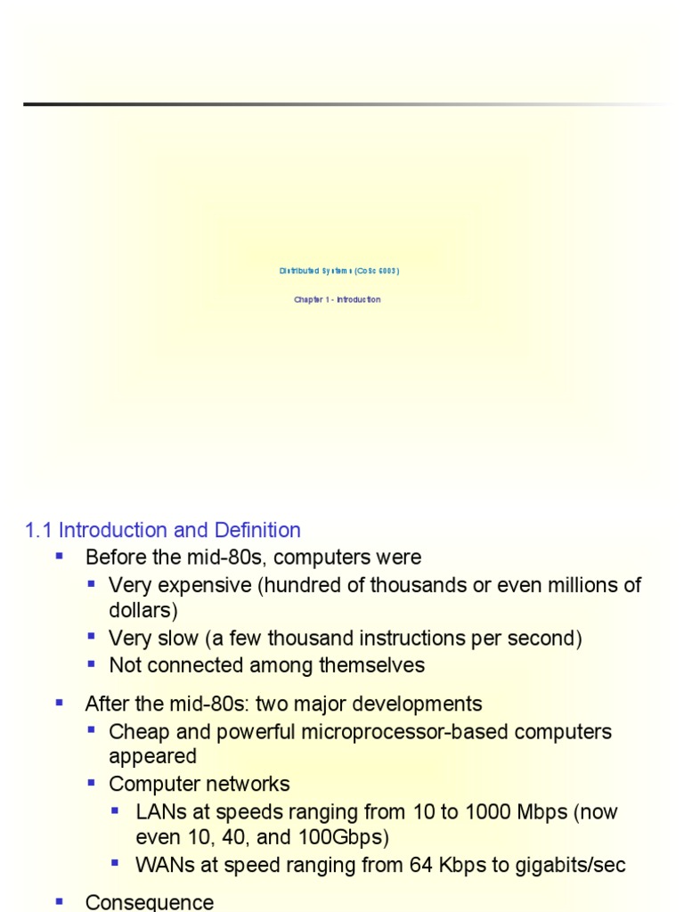 Distributed Systems (Cosc 6003) : Chapter 1 - Introduction | PDF ...