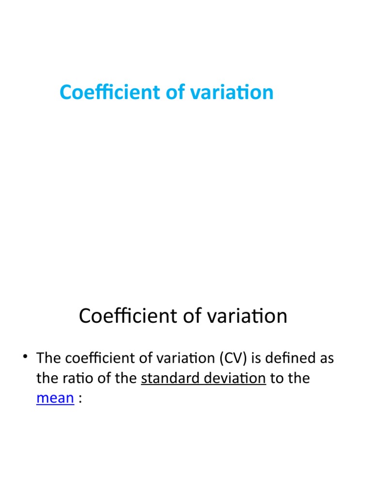6 Coefficient of Variation | PDF | Coefficient Of Variation | Standard Deviation