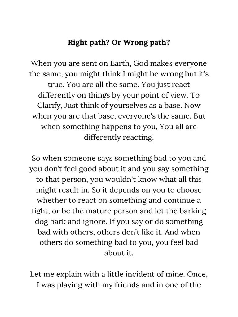 Right Path or Wrong Path | PDF | Self-Improvement