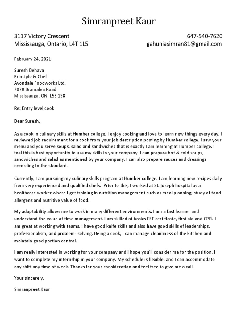 Simranpreet CV | PDF | Cooking, Food & Wine