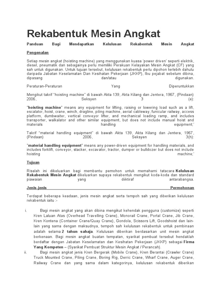 Rekabentuk Mesin Angkat | PDF