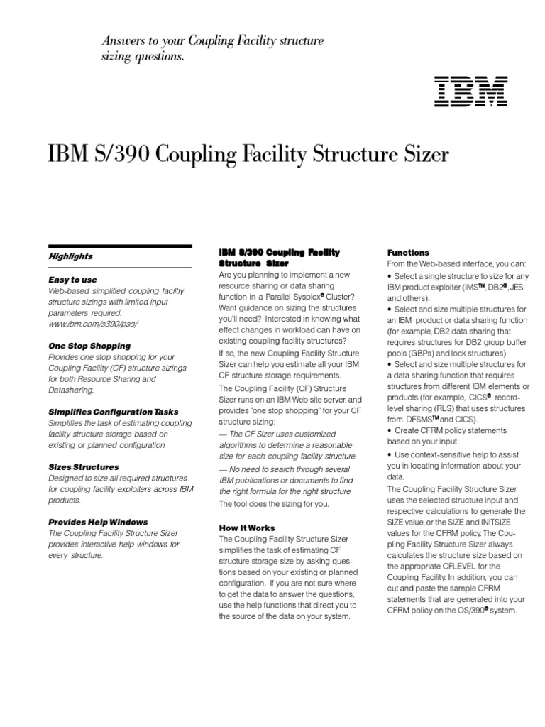 S390 Coupling Facility Structure Sizer | PDF | Classes Of Computers | Computer Science