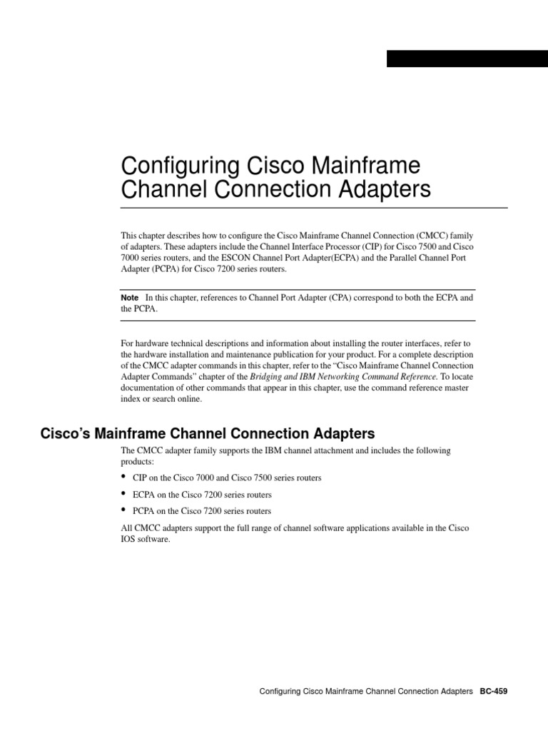 Configuring Cisco Mainframe Channel Connection Adapters | PDF | Internet Protocol Suite ...