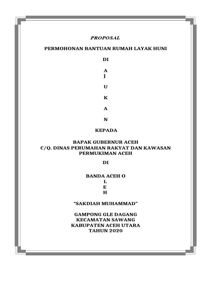 Proposal Rumah Layak Huni | PDF