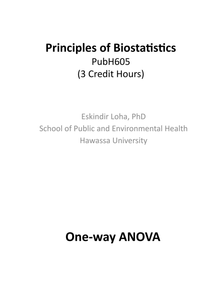Principles of Biostatistics: Pubh605 (3 Credit Hours) | PDF | Analysis ...