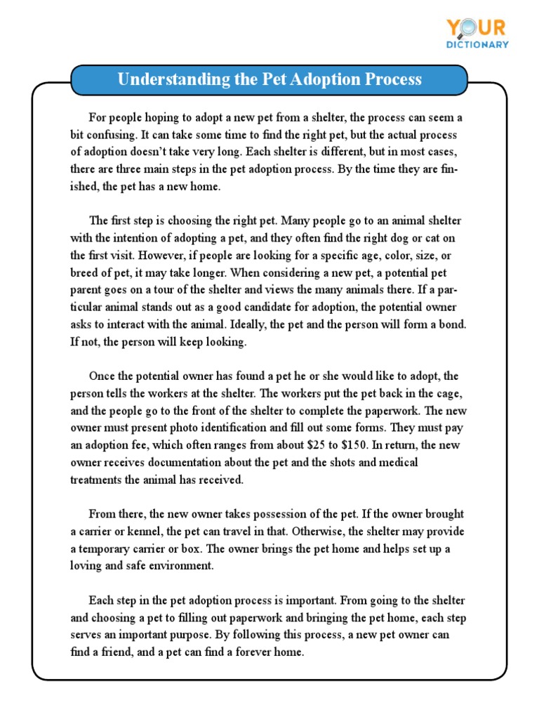 Process Analysis Essay Pet Adoption | PDF
