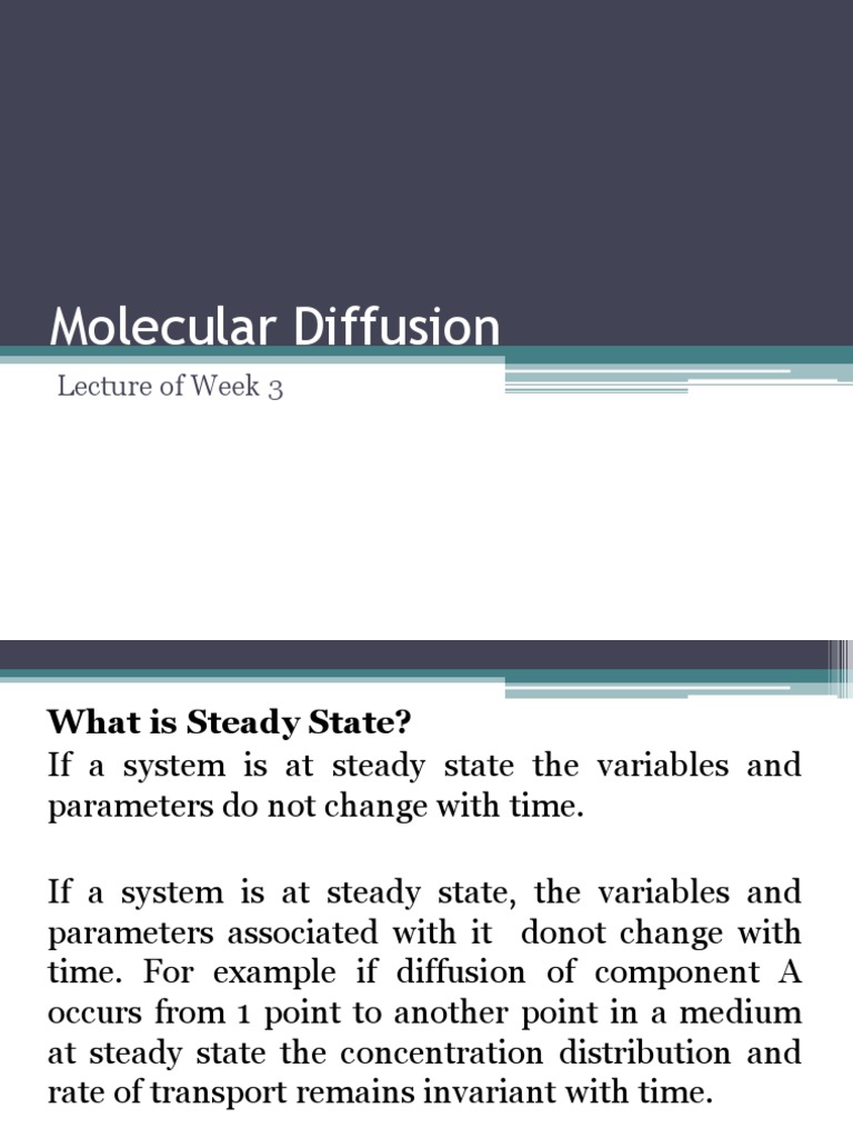 Molecular Diffusion: Lecture of Week 3 | PDF | Diffusion | Solubility