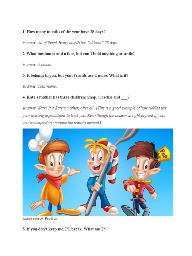 43 Awesome Riddles For Kids | PDF | Language Arts & Discipline ...