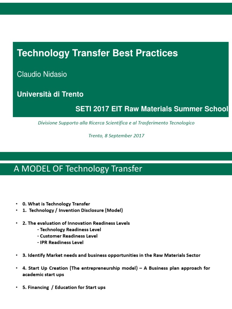 Slides SETI Summer School | PDF | Intellectual Property | Technology Transfer