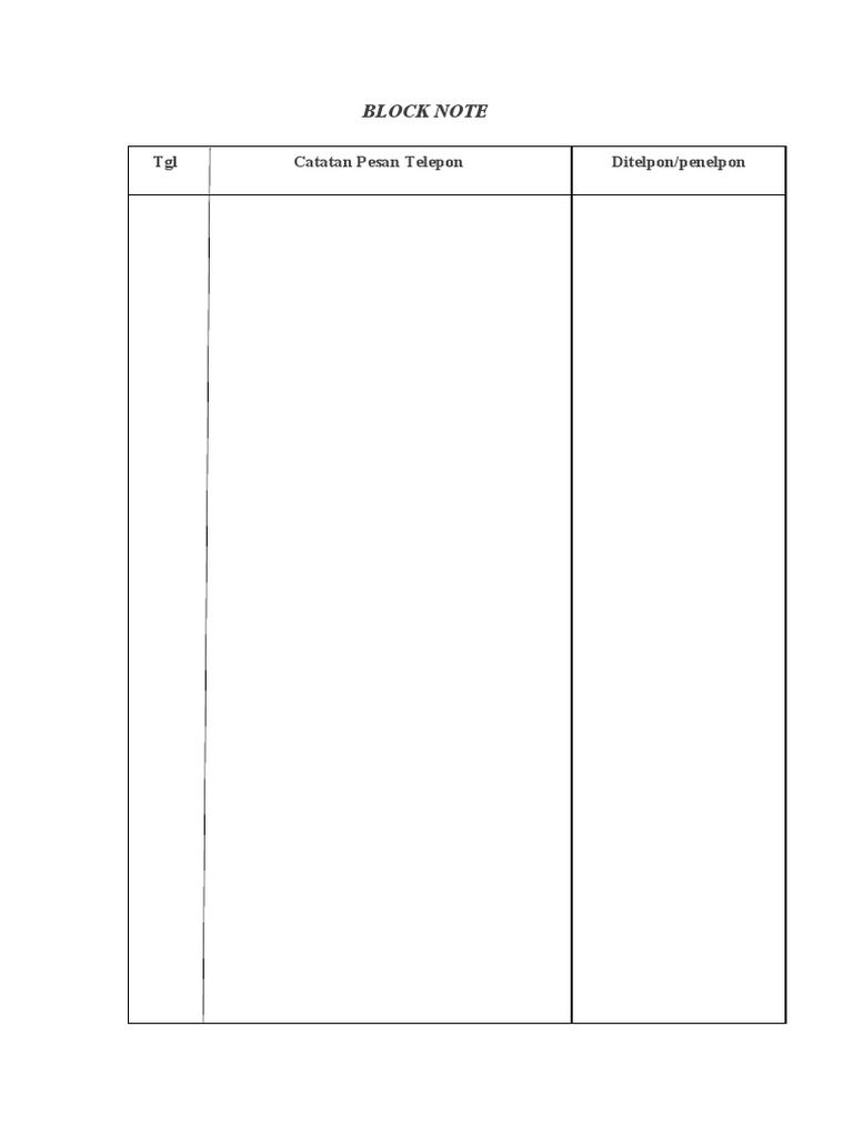 Block Note Dan Lembar Telephone | PDF