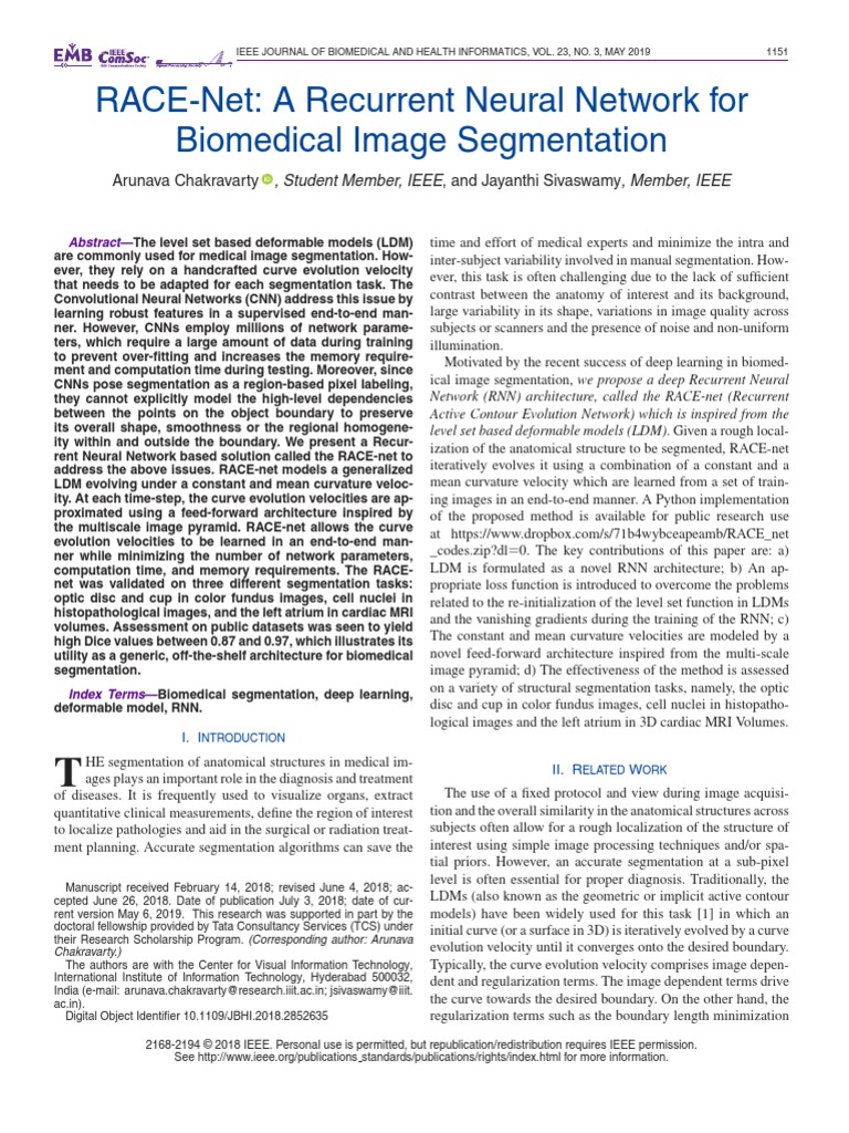 RACE-Net: A Recurrent Neural Network For Biomedical Image Segmentation | PDF | Image ...