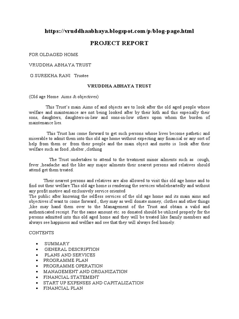 Project Report: Vruddha Abhaya Trust | PDF | Kitchen | Room