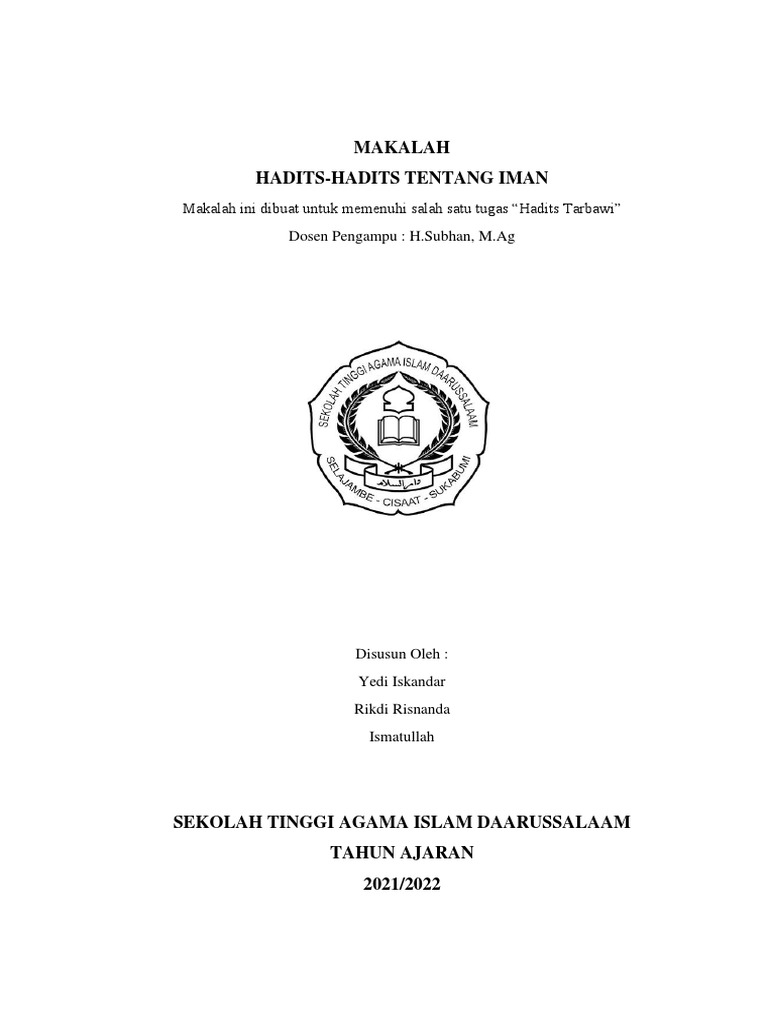 Makalah Hadits Tarbawi - Iman | PDF