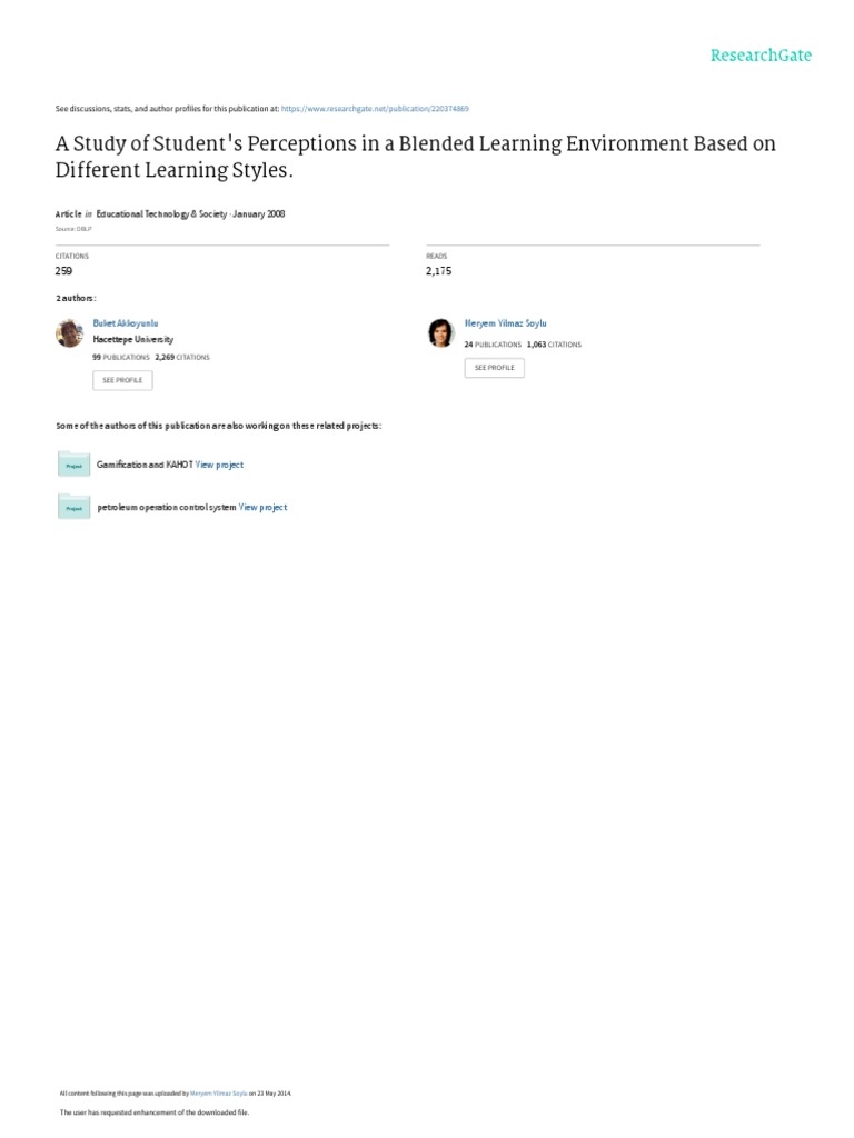 A Study of Students Perceptions in A Blended Lear | PDF | Learning ...