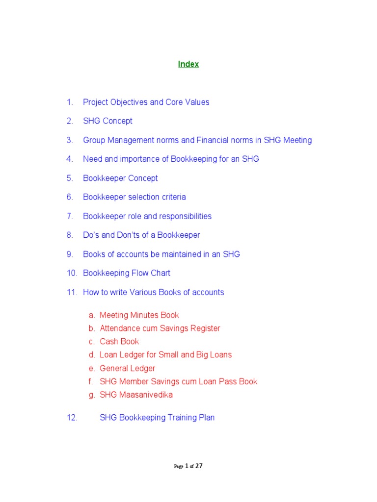 SHG Bookkeeping Training Plan | PDF | Bookkeeping | Loans