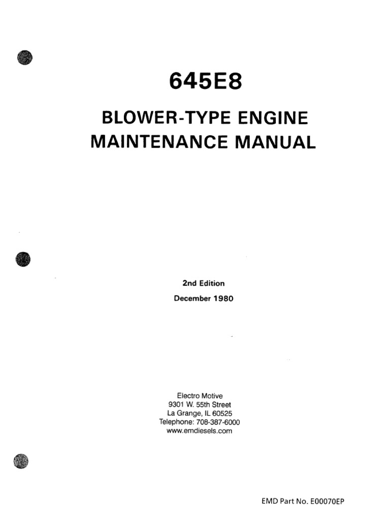 General Motors EMD 645 E8 BLOWER Type Ma | PDF