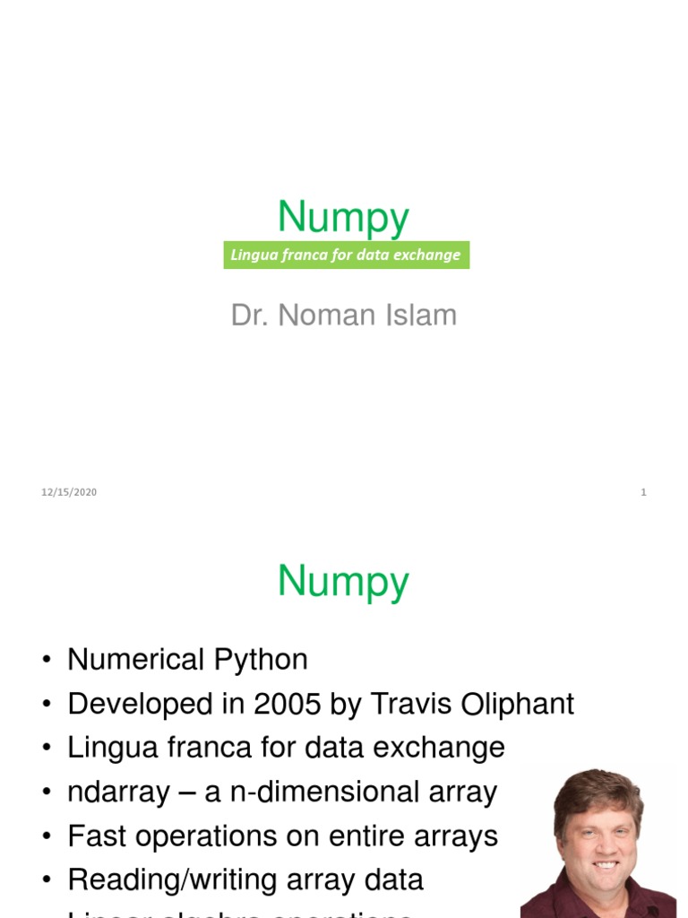 Numpy Slides by Sir - Noman Islam | PDF | Linear Algebra | Matrix (Mathematics)