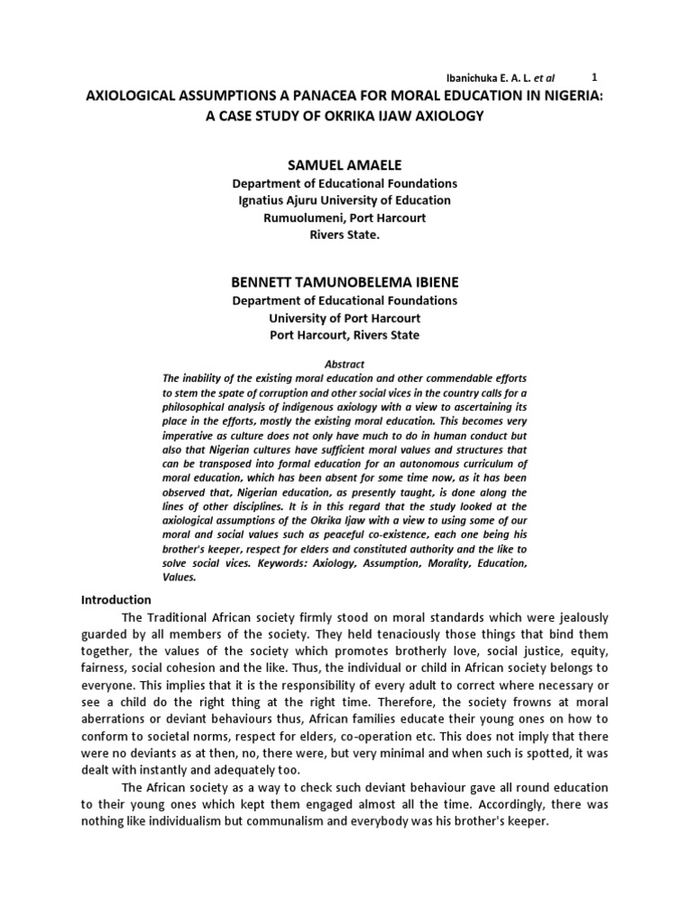 Axiological assumptions as a moral education tool | PDF | Aesthetics ...