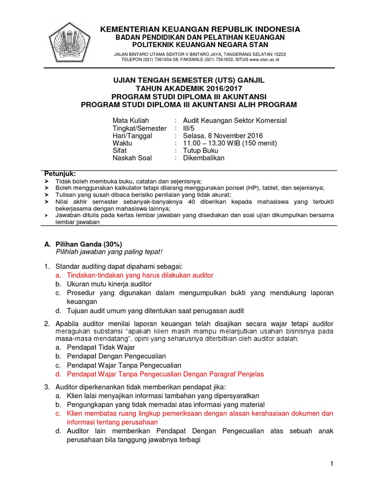 AKSK UTS D3 Latihan Jawab | PDF