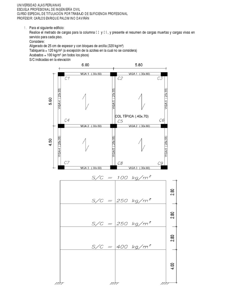 Ejercicios - Metrado de Cargas en Columnas - Ejemplo 2 | PDF