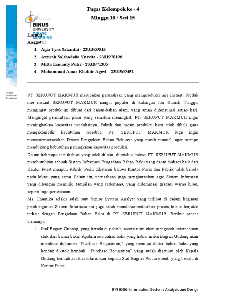 ISYS6506-TK4-W10-S15-R0 - Team 6 - Information Systems Analysis and Design | PDF