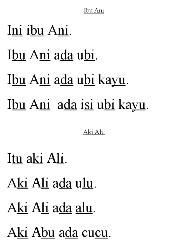 Kad Bacaan VKV | PDF