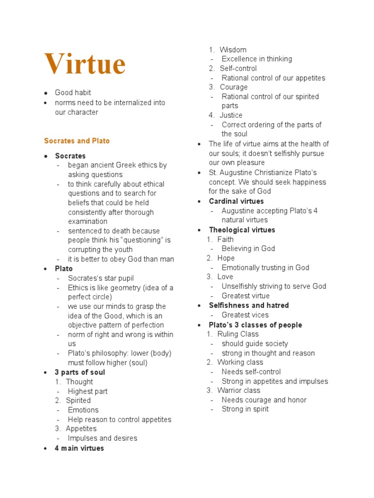 Virtue: Socrates and Plato | PDF | Virtue | Plato