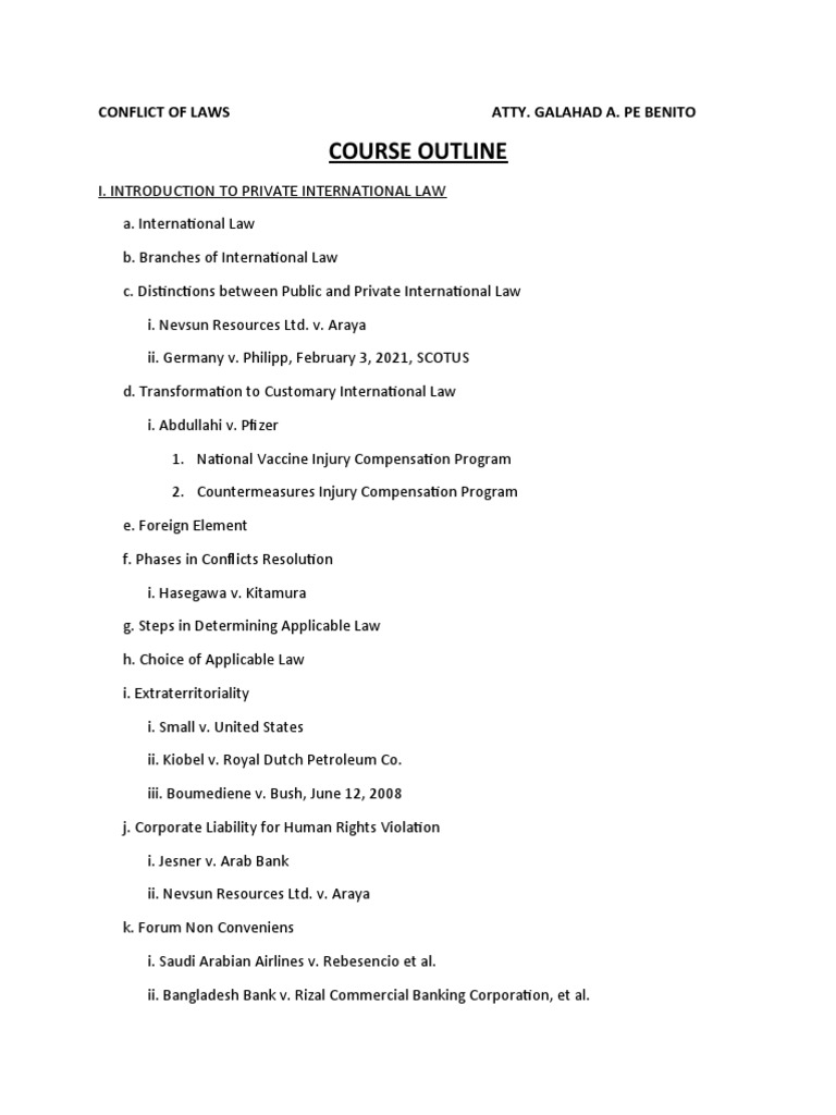 Updated Conflict of Law Syllabus | PDF | Commission On Elections ...