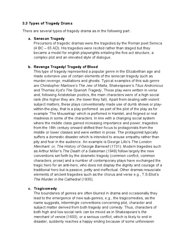 Types of Tragedy in Drama | PDF | Tragedy | Theatre