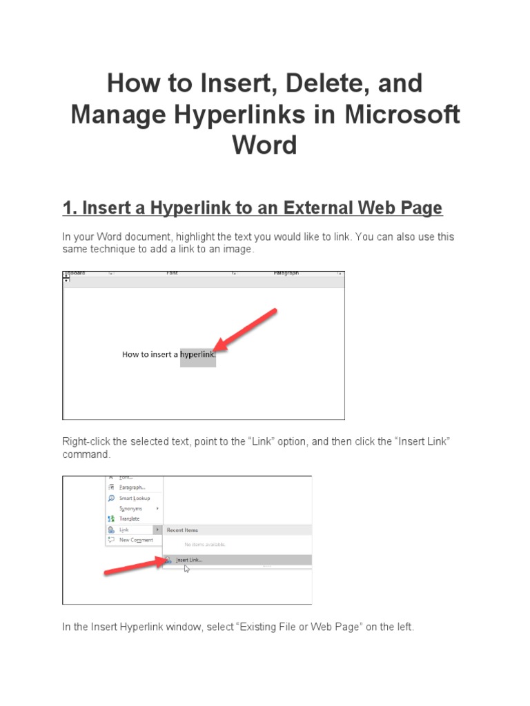 How To Insert HYPERLINK | PDF | Hyperlink | Microsoft Windows