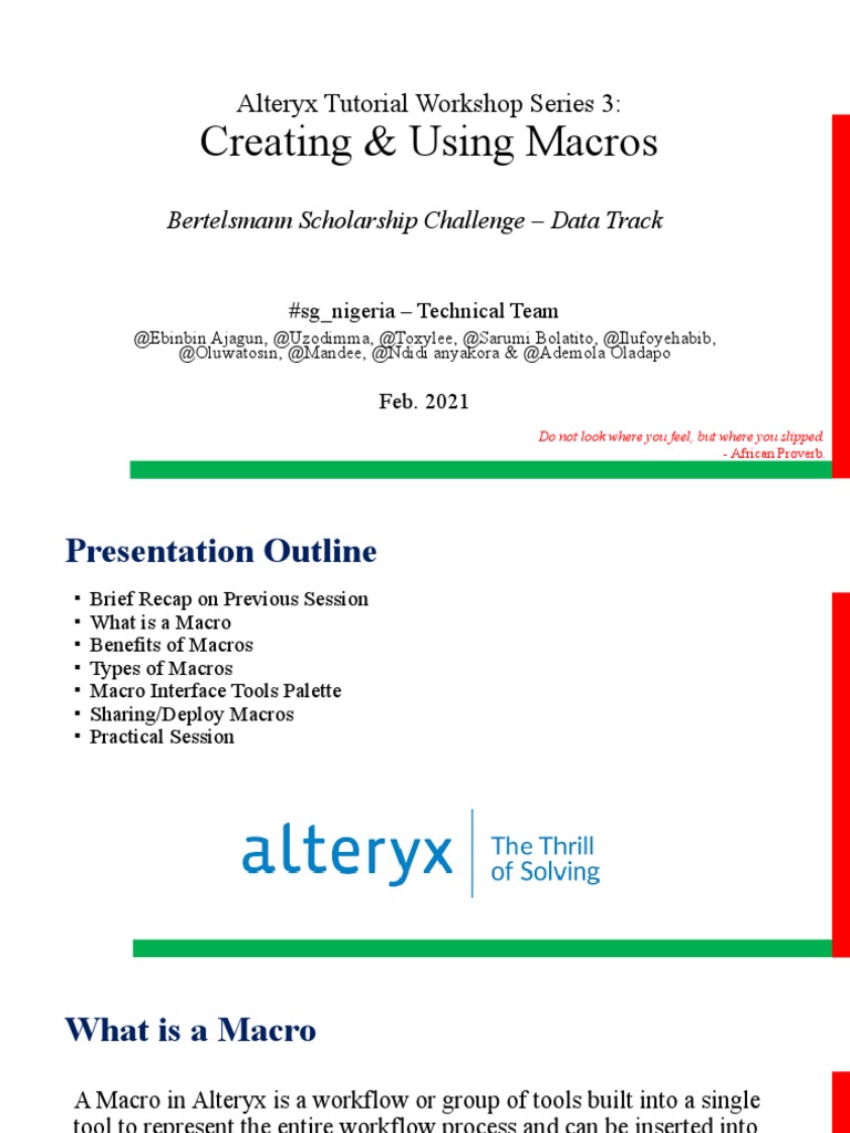 Creating & Using Macros: Alteryx Tutorial Workshop Series 3 | PDF ...